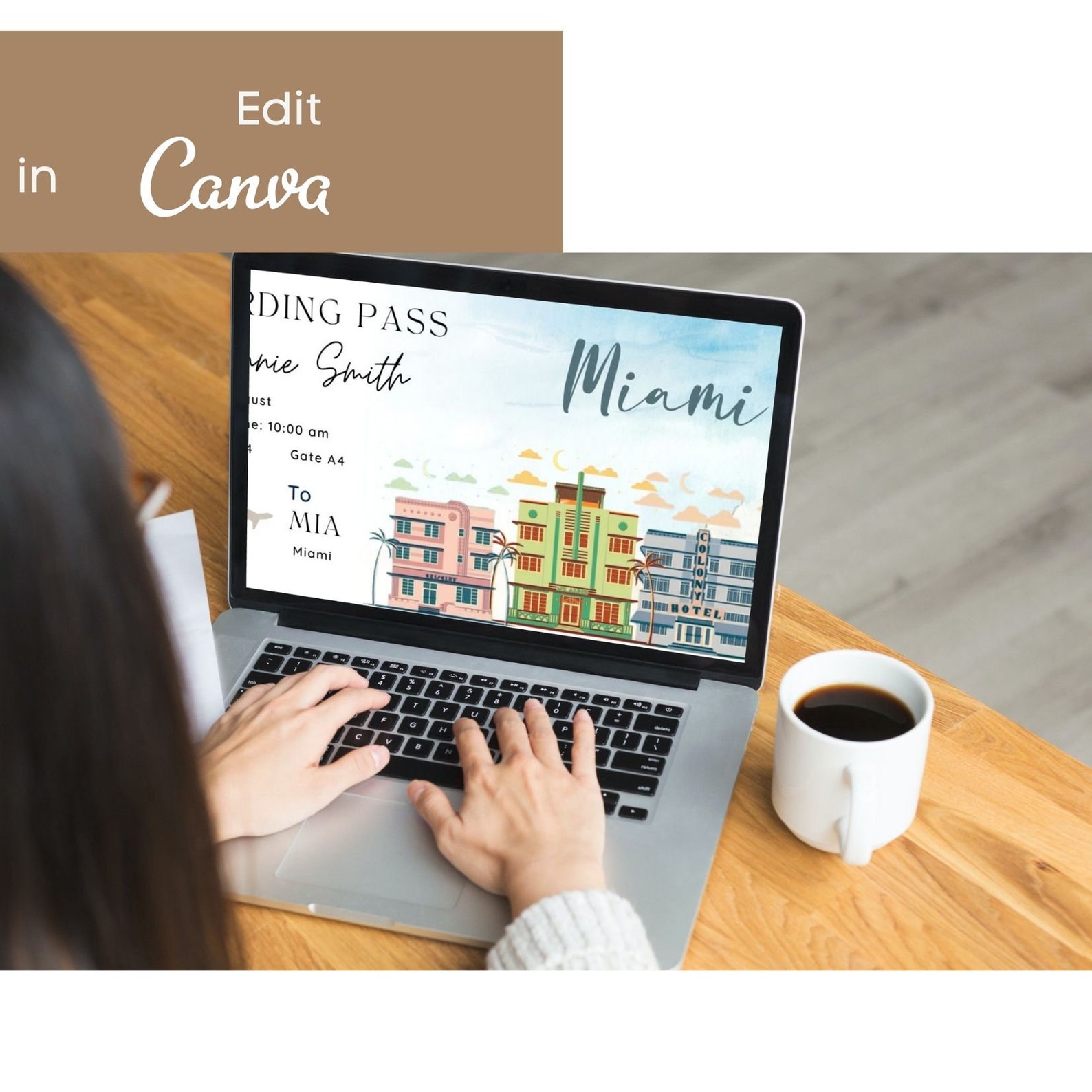 Printable and Editable Miami Surprise Boarding Pass Ticket, Trip Ticket ...