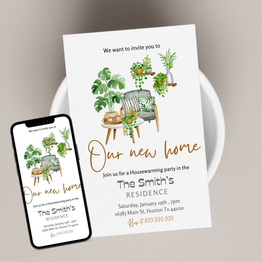 Electronic and Printable Bohemian Housewarming Invitation Template ...
