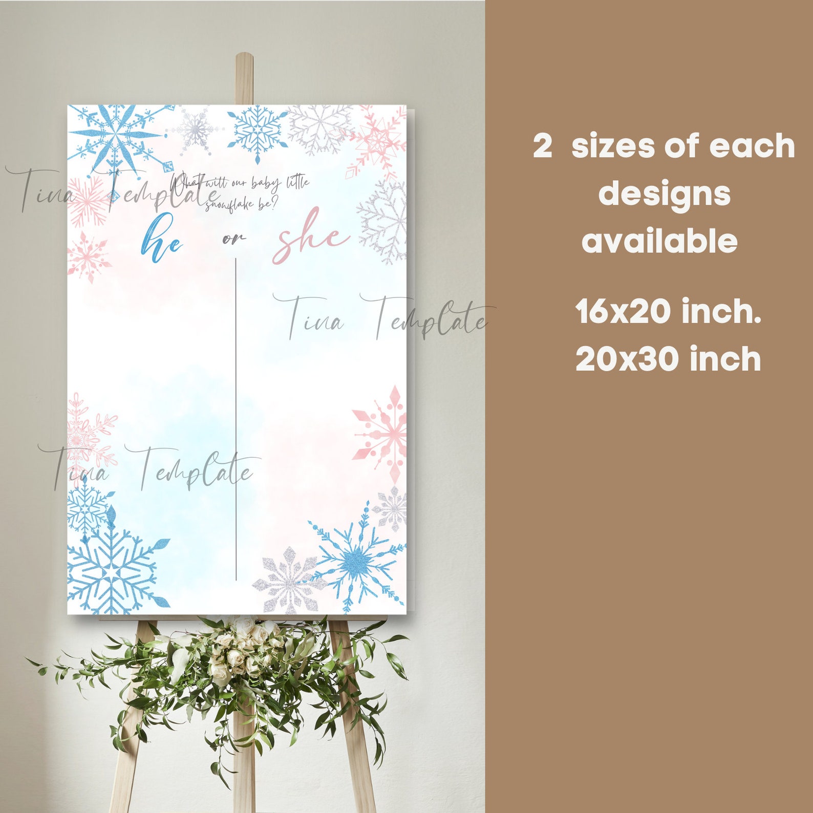 Editable and Printable Winter Gender Reveal Voting and Welcome Sign ...
