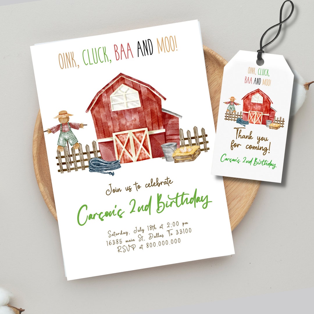 Editable Farm Kid Birthday Invitation Template, Printable Farms Animals ...
