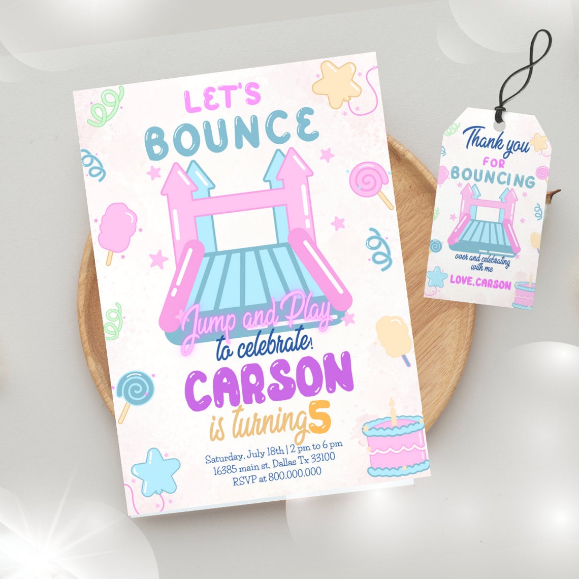 Bounce House Editable Birthday Invitation, Trampoline Birthday Invite ...