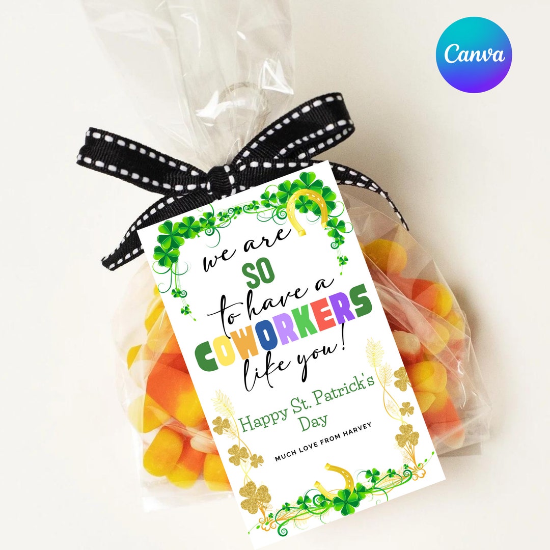 Editable St. Patrick's Day Cowokers Appreciation Gift Tag Template, so ...