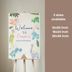 Editable and Printable Dinosaur Kid Birthday Party Welcome Sign ...