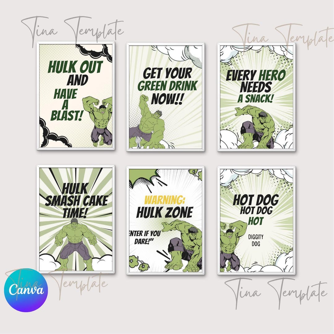 Printable and Editable Hulk Party Sign Template, Hulk Themed 8x10 ...