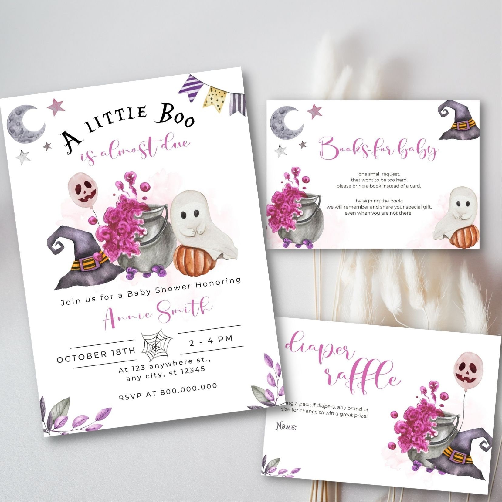 Editable A Little Boo Girl Baby Shower Invitation Bundle - Etsy