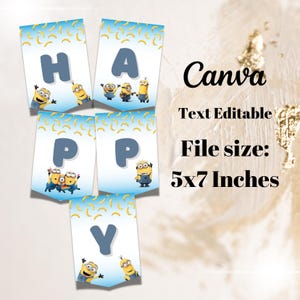 Printable Minion Banner, Happy Birthday Minion Banner Template, Minion ...