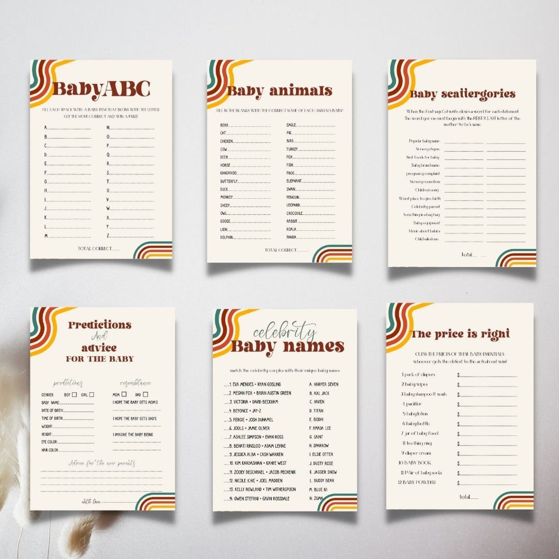 31 Groovy Theme Baby Shower Games Bundle, Hippie Theme Baby Shower ...