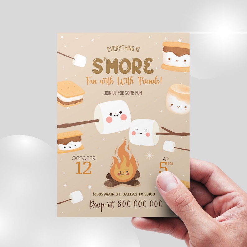 Electronic and Printable S'more Birthday Invitation Template , Smore ...