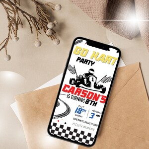 Editable and Printable Go-kart Party Video Invitation Template, Go ...