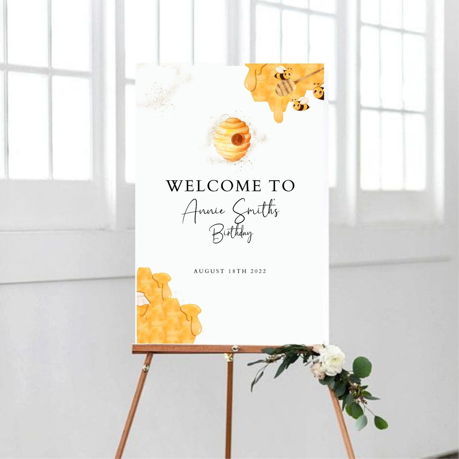 Editable Bee Honey Welcome Sign Birthday Party Template Bee - Etsy