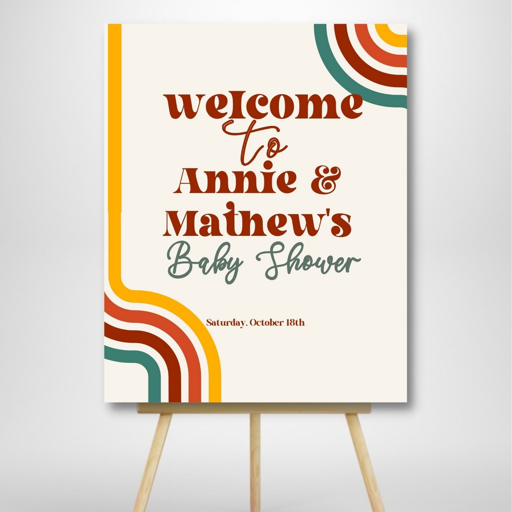 Editable and Printable Groovy Theme Baby Shower Welcome Sign - Etsy