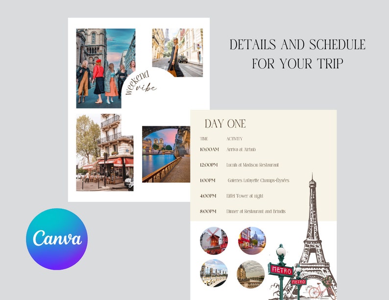 Editable and Printable Paris Bachelorette Weekend Itinerary - Etsy