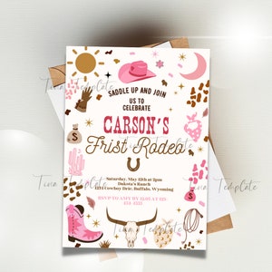 Editable and Printable My Rodeo Girl Invitation Template, Cowgirl ...