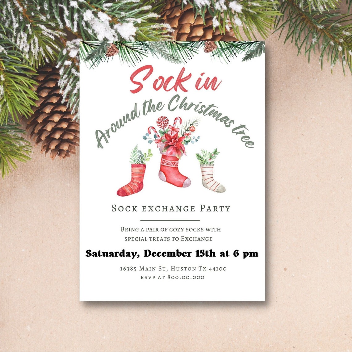Sock Exchange Christmas Party Digital Invitation Template - Etsy