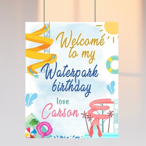 Editable and Printable Waterpark Party Welcome Sign Template ...