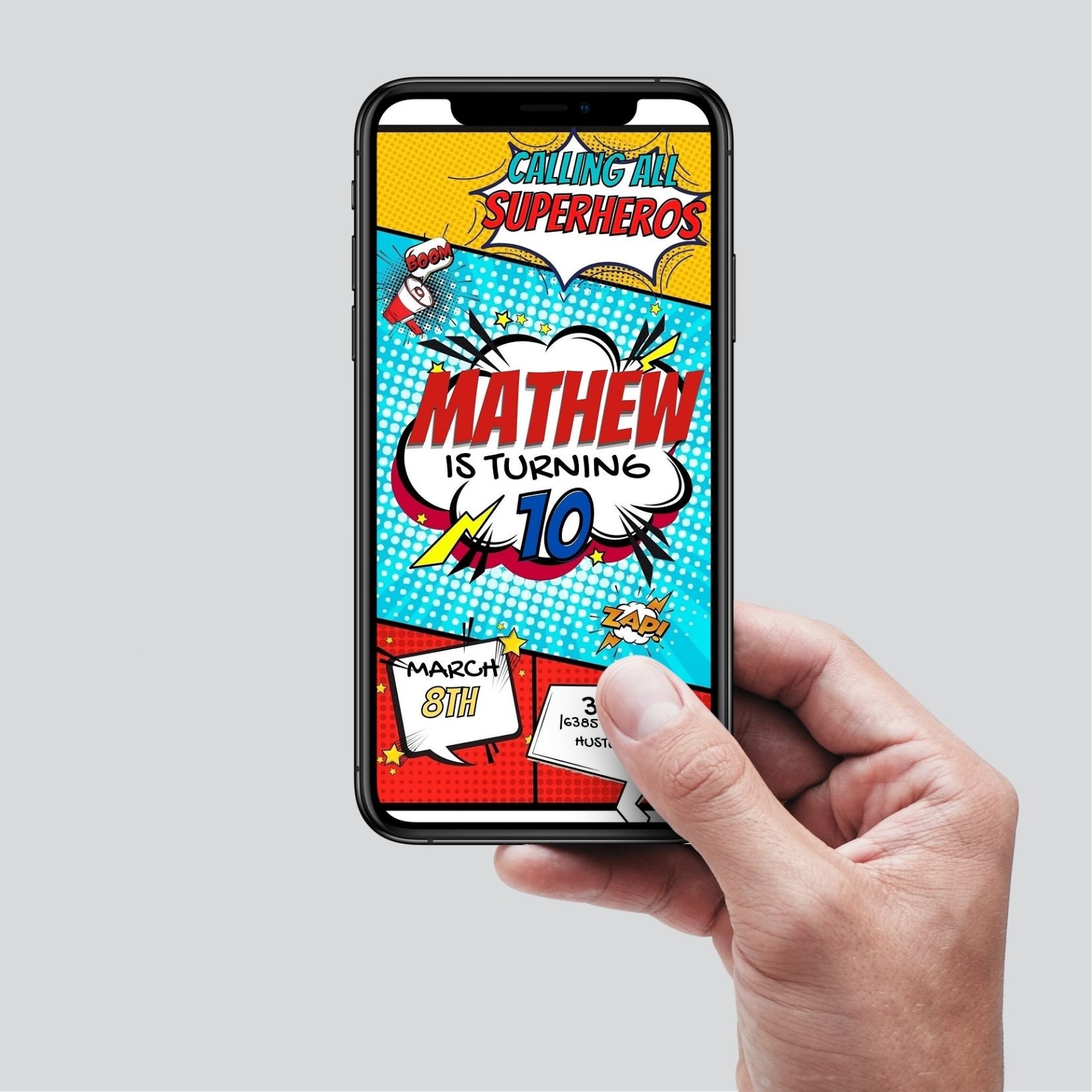 Printable and Electronic Superhero Comic Kid Birthday Invitation ...