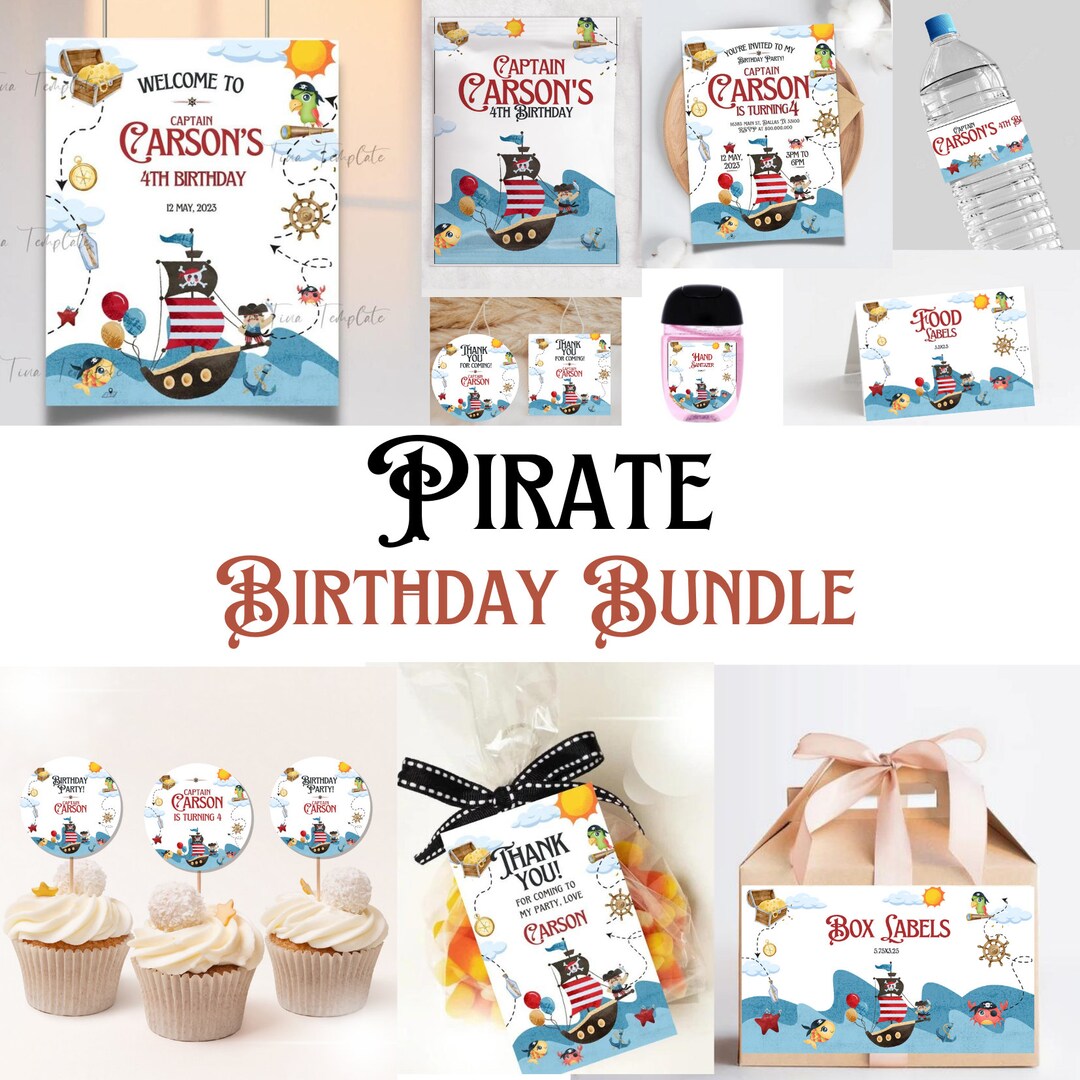 Editable and Printable Pirate Birthday Bundle Template, Pirate Party ...