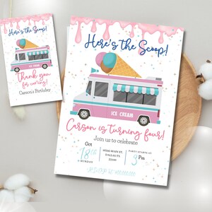 Editable and Printable Ice Cream Truck Birthday Party Invitation ...