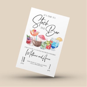 Editable and Printable Let's Stock the Bar Invitation Template ...