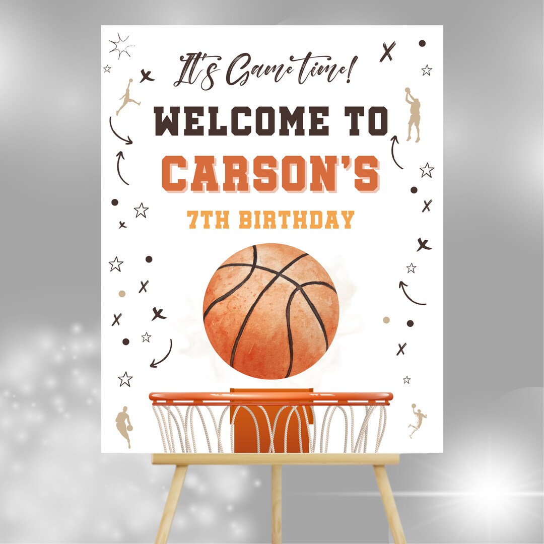 Editable and Printable Basketball Birthday Party Sign Template ...