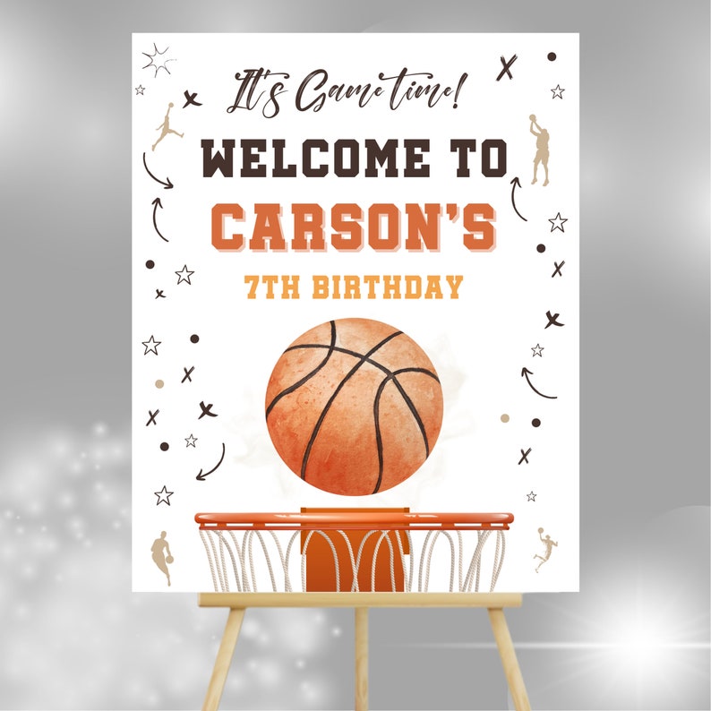 Editable and Printable Basketball Birthday Party Sign Template ...