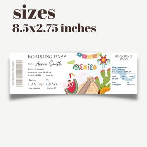 Printable and Editable Mexico Df Surprise Boarding Pass Ticket, Trip ...