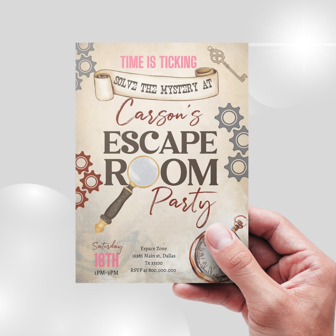 Editable Escape Room Birthday Party Invitation Template, Mystery Party ...