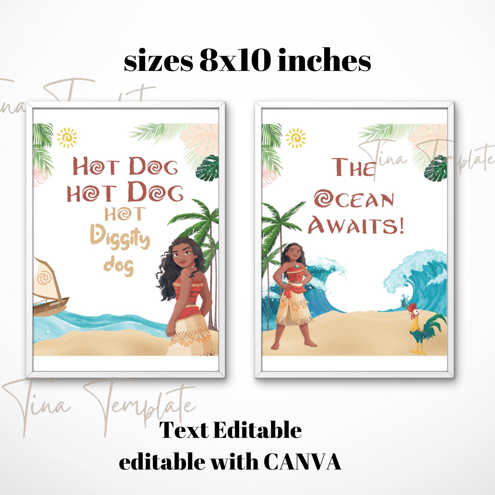 Printable and Editable Moana 2 Sign Template, Moana 2 8x10 Bundle Party ...