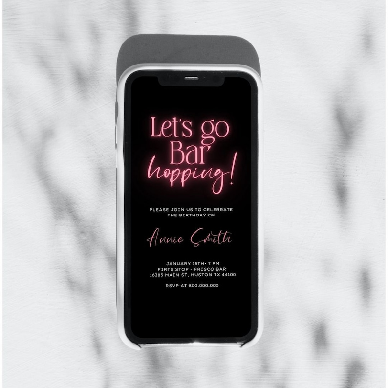 Mobile Let's Go Bar Hopping Invitation Template Phone Bar - Etsy