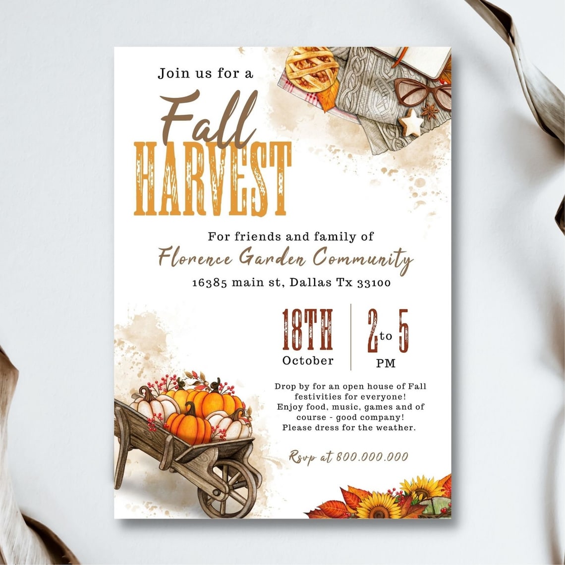 Editable and Printable Fall Harvest Party Invitation Fall - Etsy