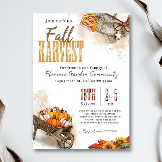 Editable and Printable Fall Harvest Party Invitation Fall - Etsy