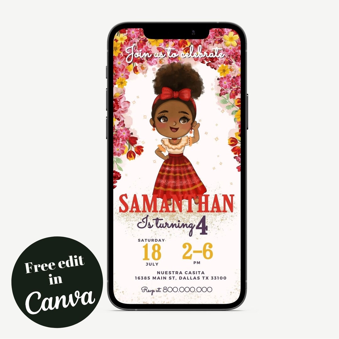 Mobile Drawing Dolores Encanto Birthday Invitation, Encanto Party ...