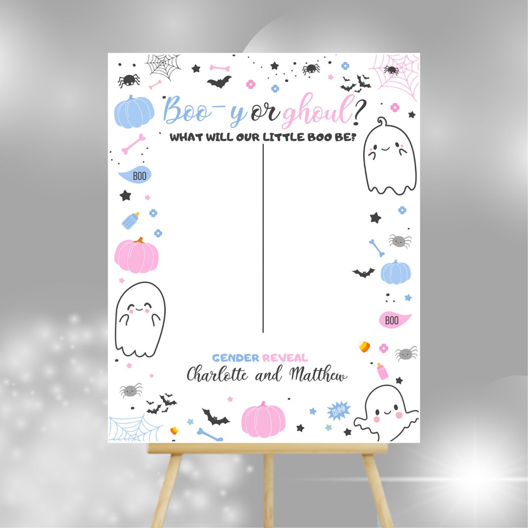 Editable and Printable Halloween Gender Reveal Voting Sign Template ...