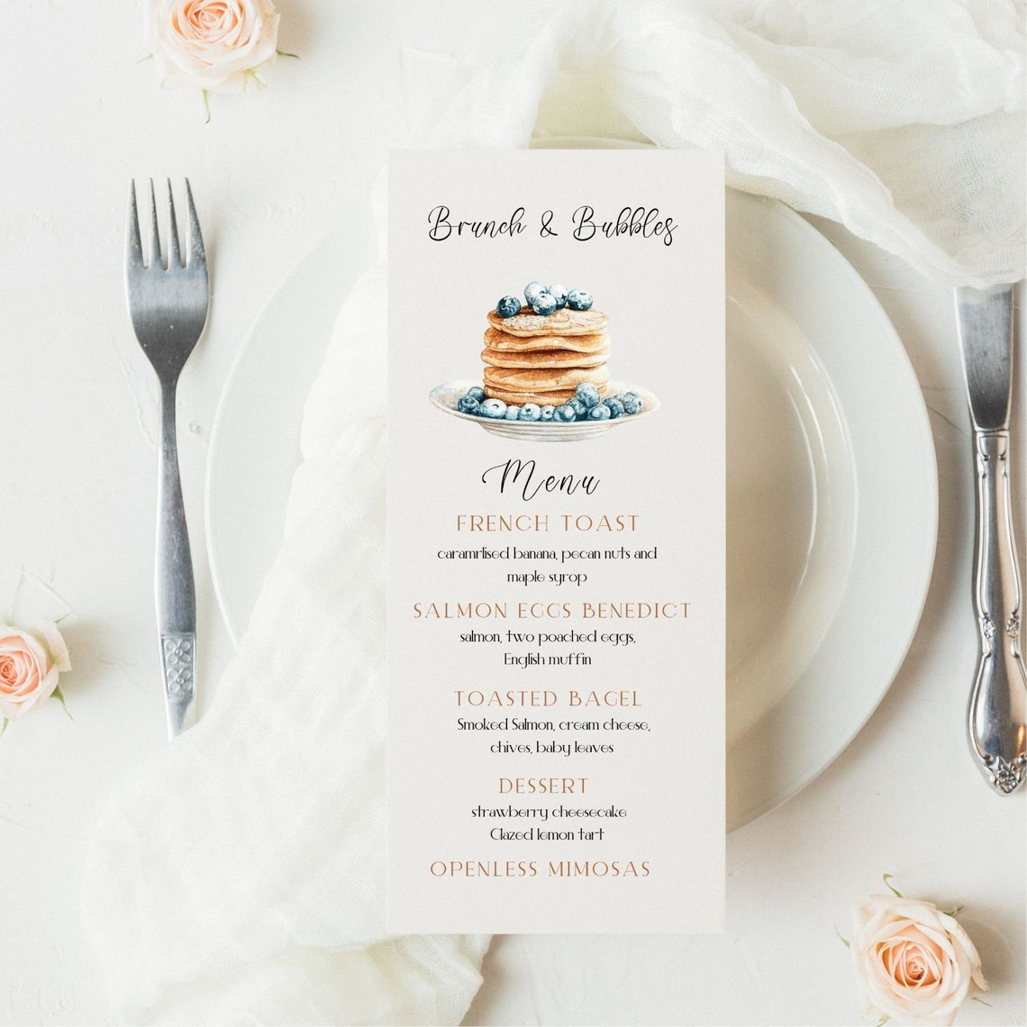 Minimalist Pancake Let's Brunch Digital Menu Template - Etsy
