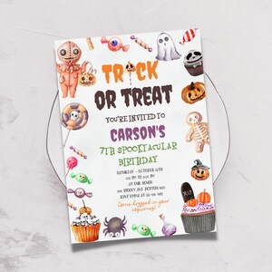 Editable and Printable Trick or Treat Halloween Invitation Template ...