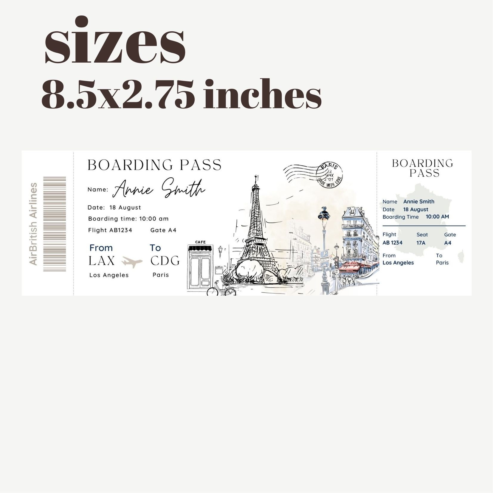 Printable and Editable Paris Surprise Boarding Pass Ticket - Etsy UK