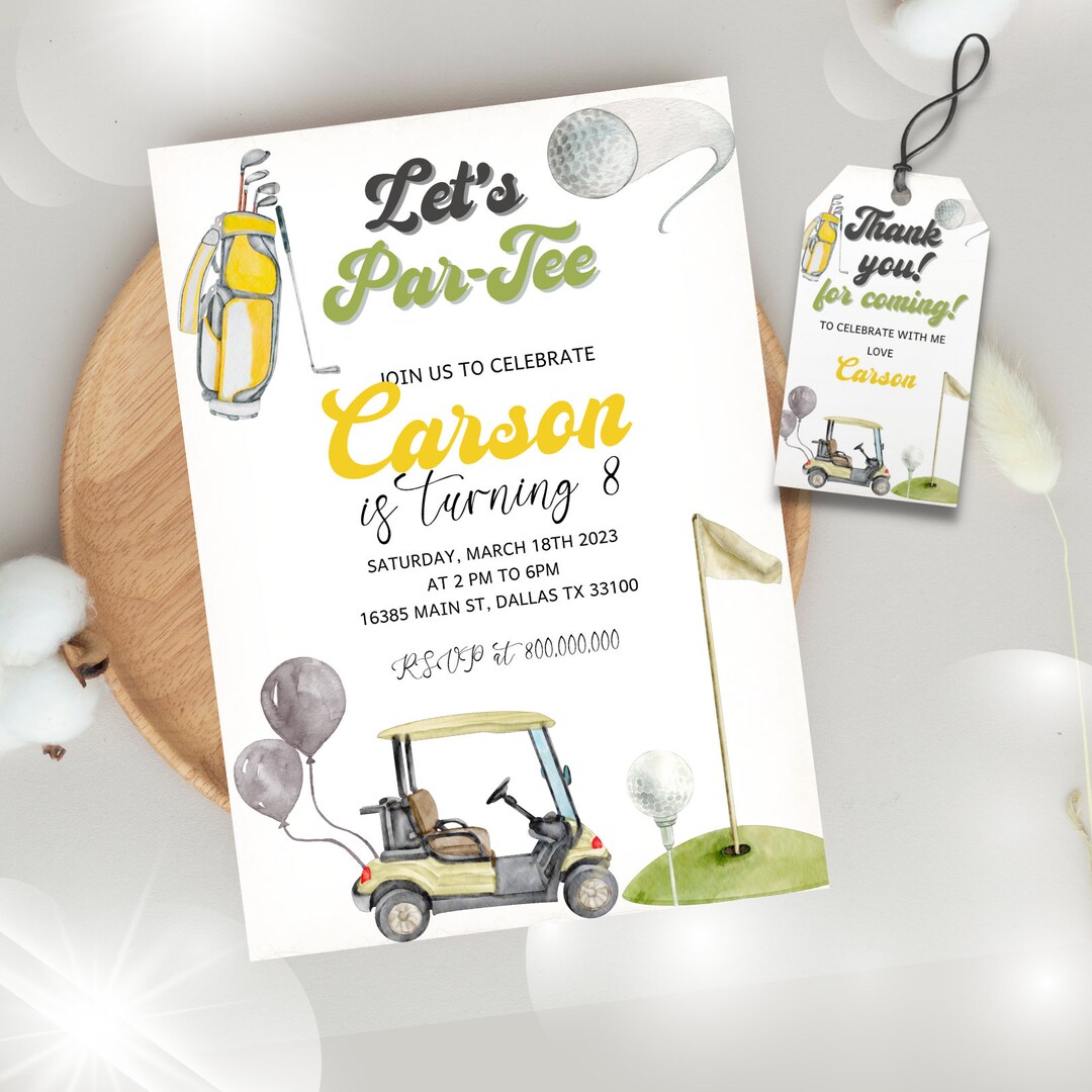 Editable and Printable Golf Birthday Invitation Template, Let's Par-tee ...