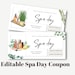 Editable Spa Day Coupon Template, Printable Coupon Gift Idea, Birthday ...