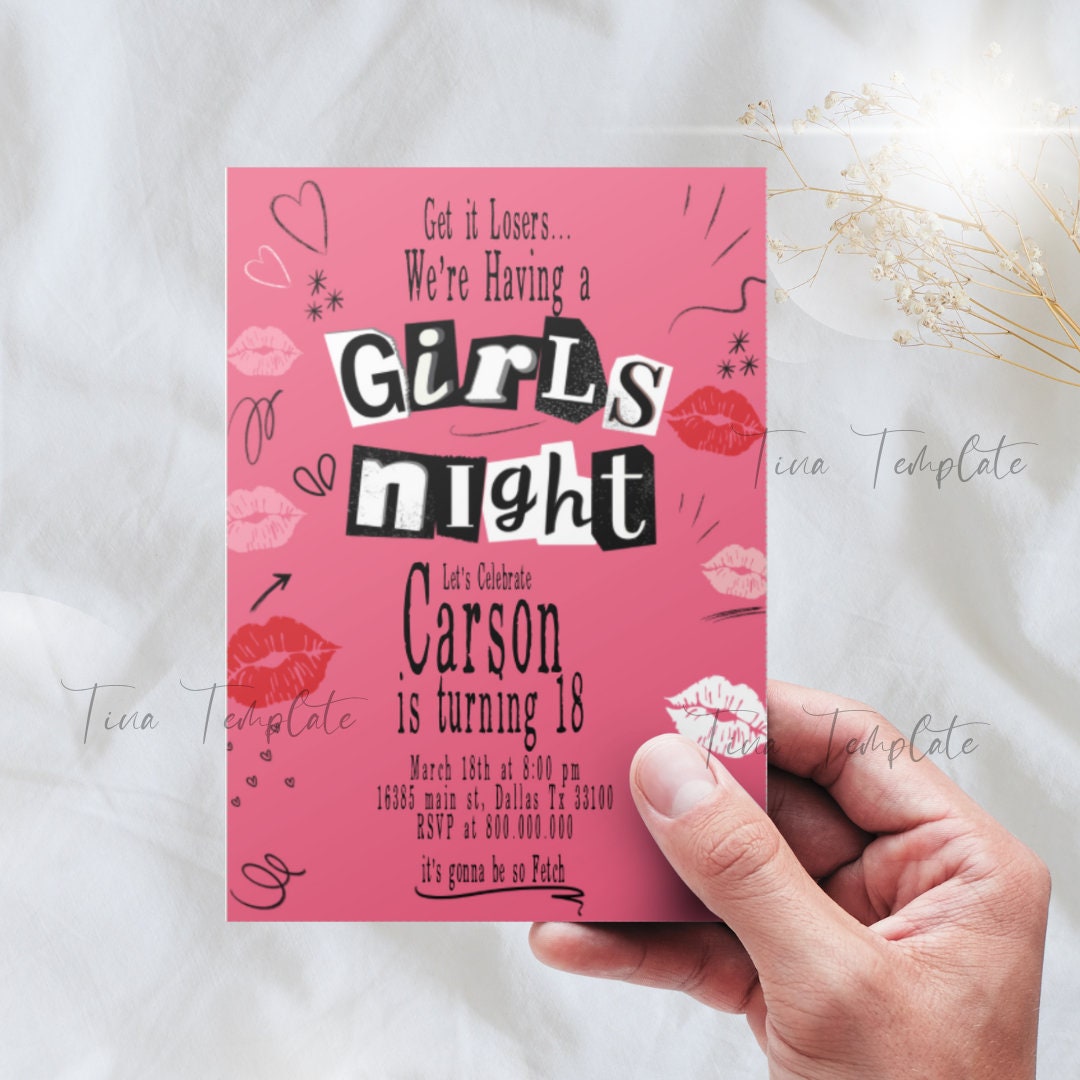 Editable Mean Girls Inspired Invitation, Girl's Night Invitation, Burn ...