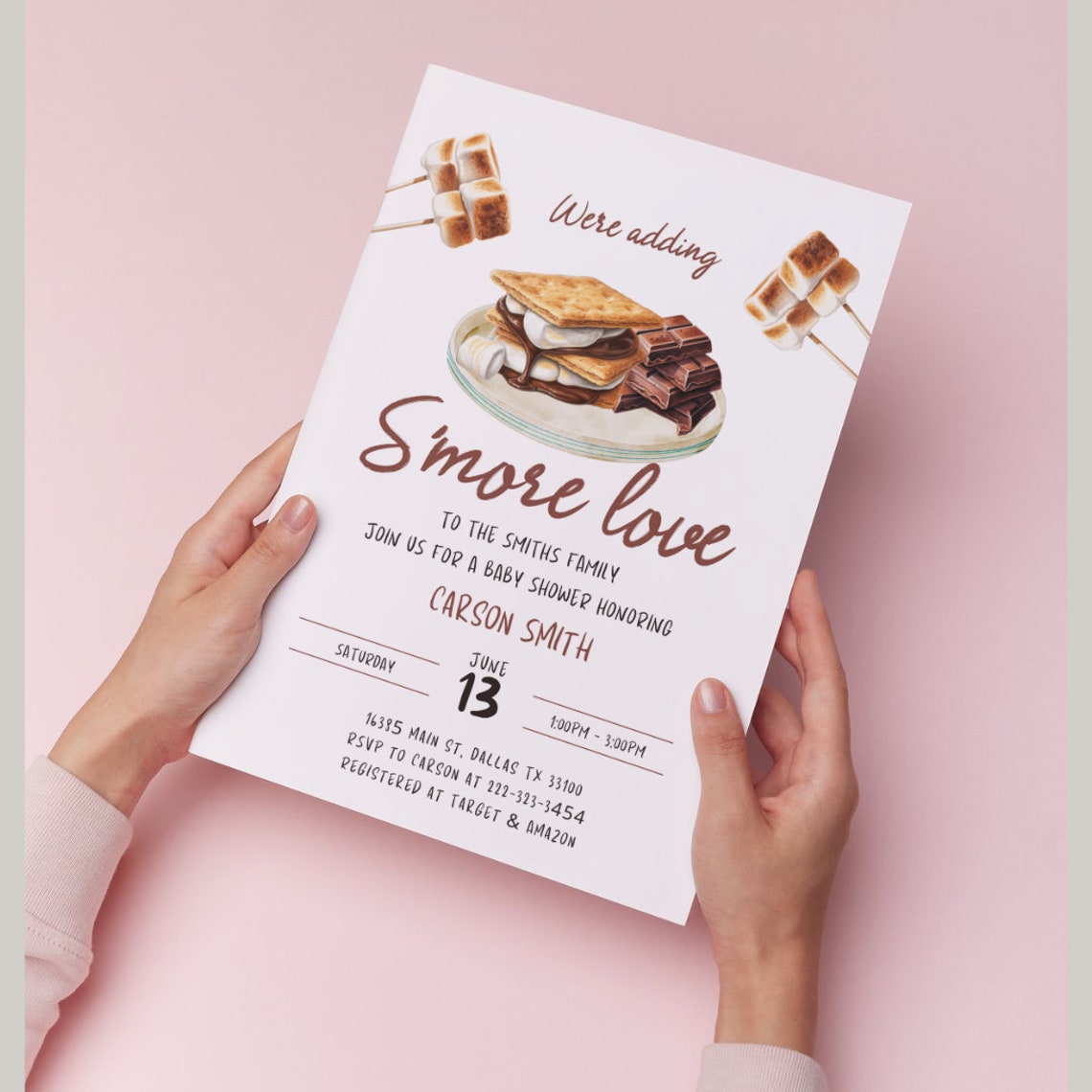 Editable S'more Love Baby Shower Bundle Invitation Template, Watercolor ...