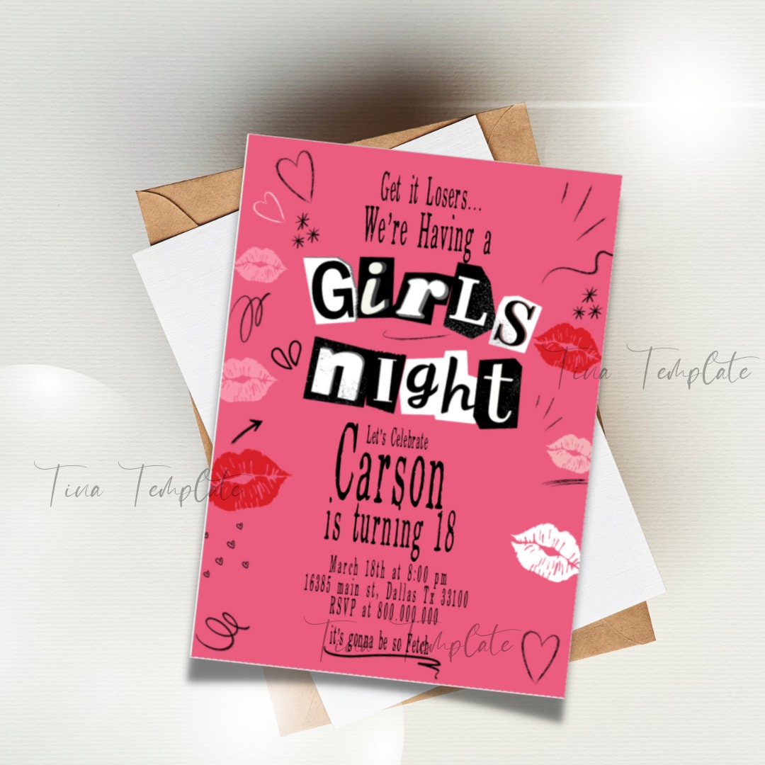 Editable Mean Girls Inspired Invitation, Girl's Night Invitation, Burn ...