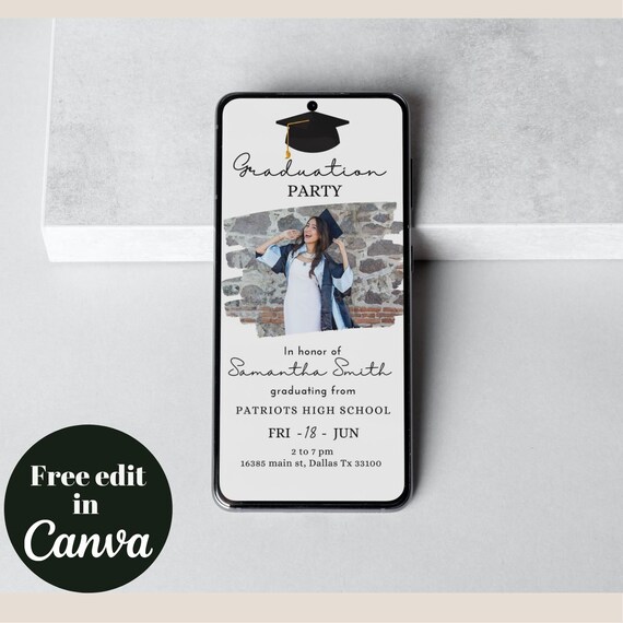 Mobile and Electronic Graduation Photo Frame Party Invitation - Etsy