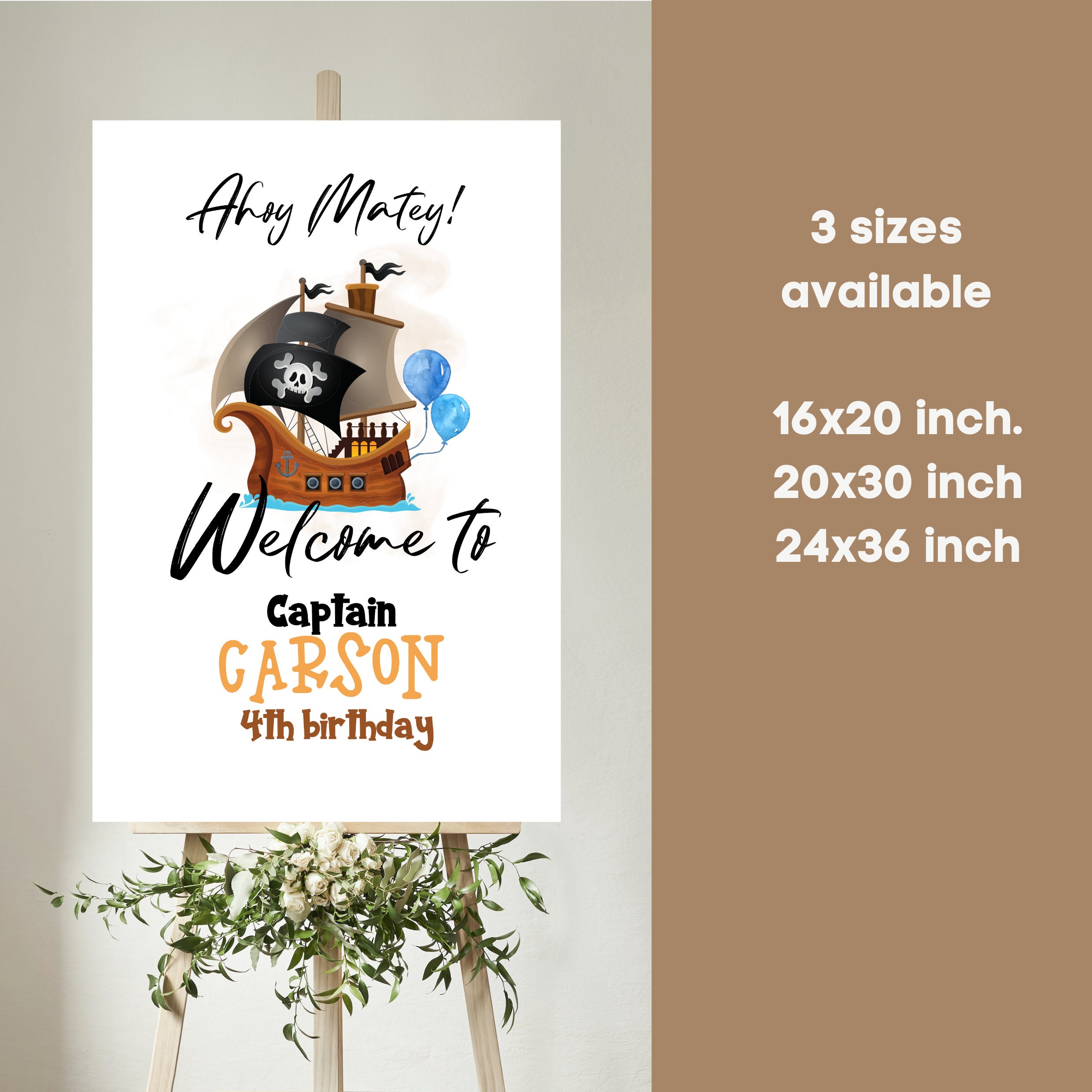 Editable and Printable Pirate Birthday Welcome Sign Template, Pirate ...
