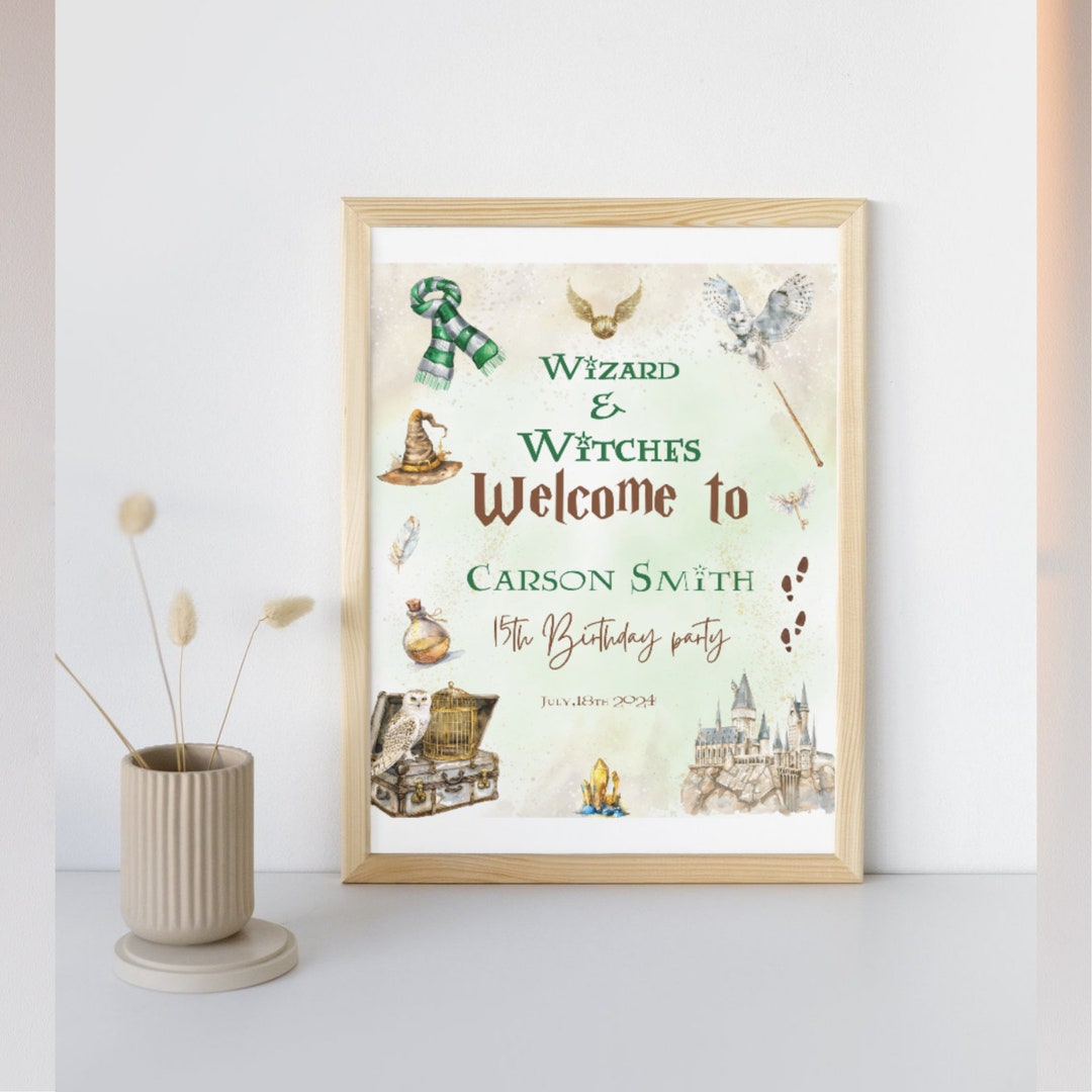 Editable Wizard Birthday Party Welcome Sign, Magical Wizard and Witches ...