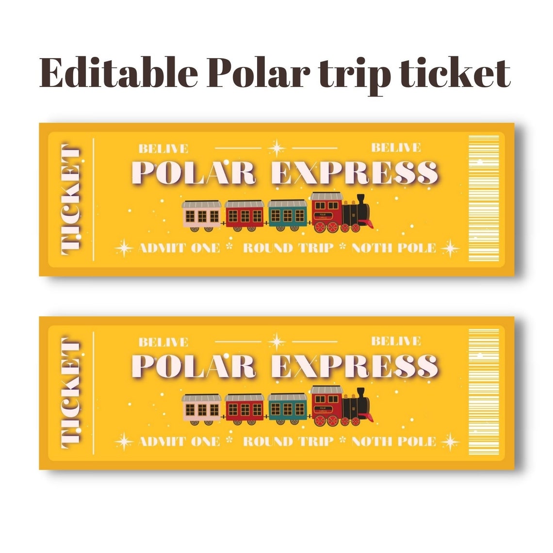 Polar Express Tickets Printable North Polar Express Ticket | Etsy