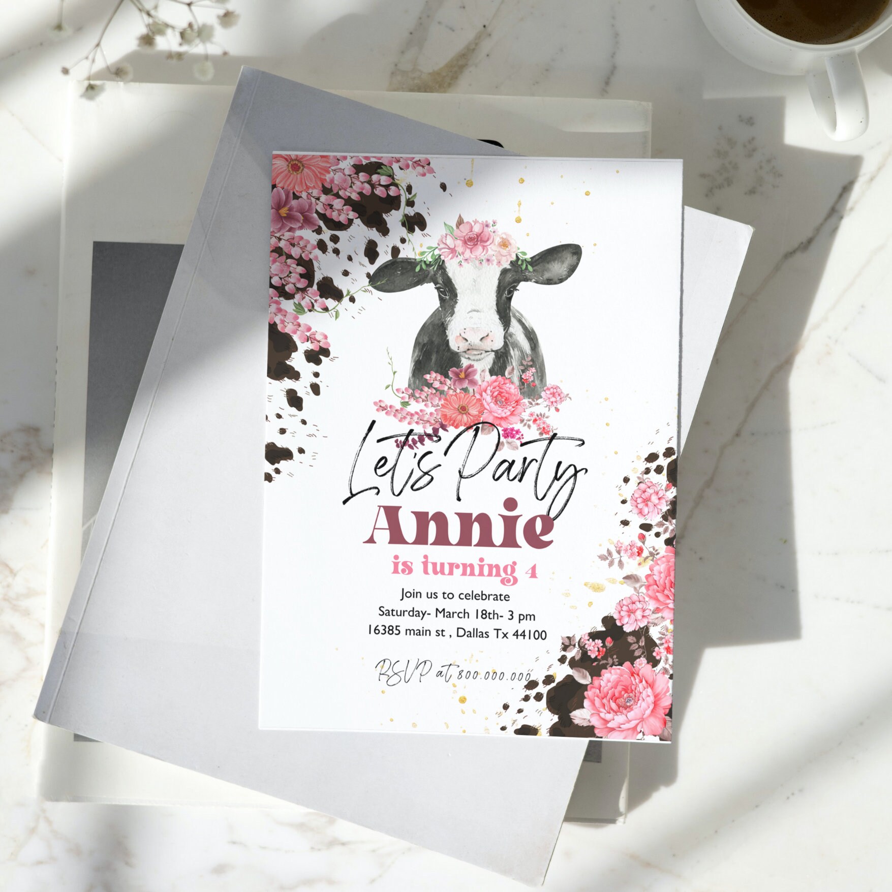 Printable Cow Birthday Party Invitation Template, Holy Cow I'm One ...