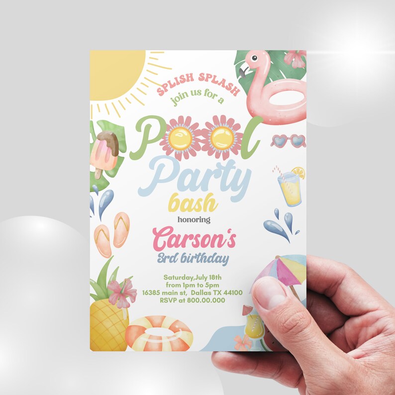 Editable and Printable Pool Party Invitation Template - Etsy