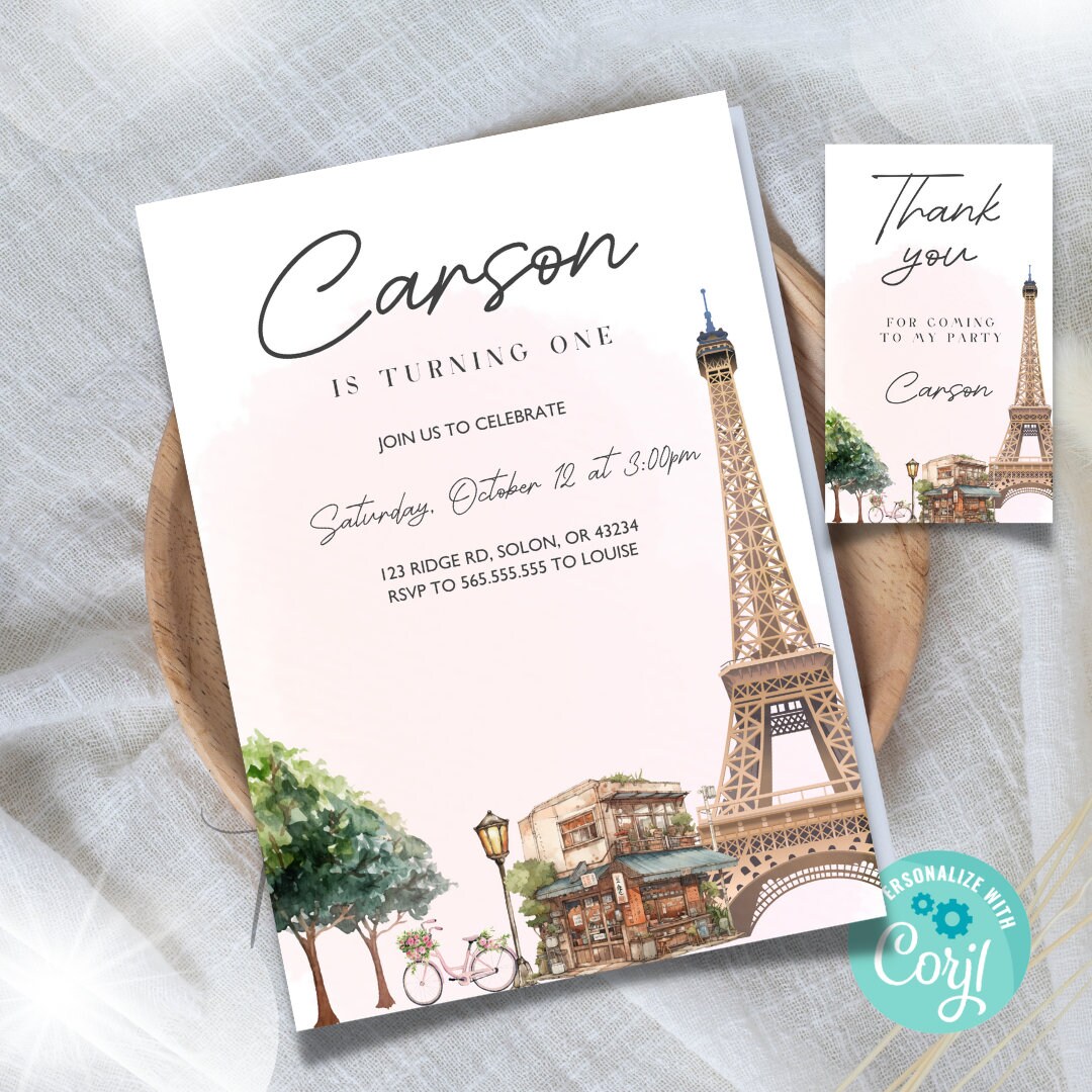 Editable and Printable Paris Birthday Invitation, French Patisserie ...