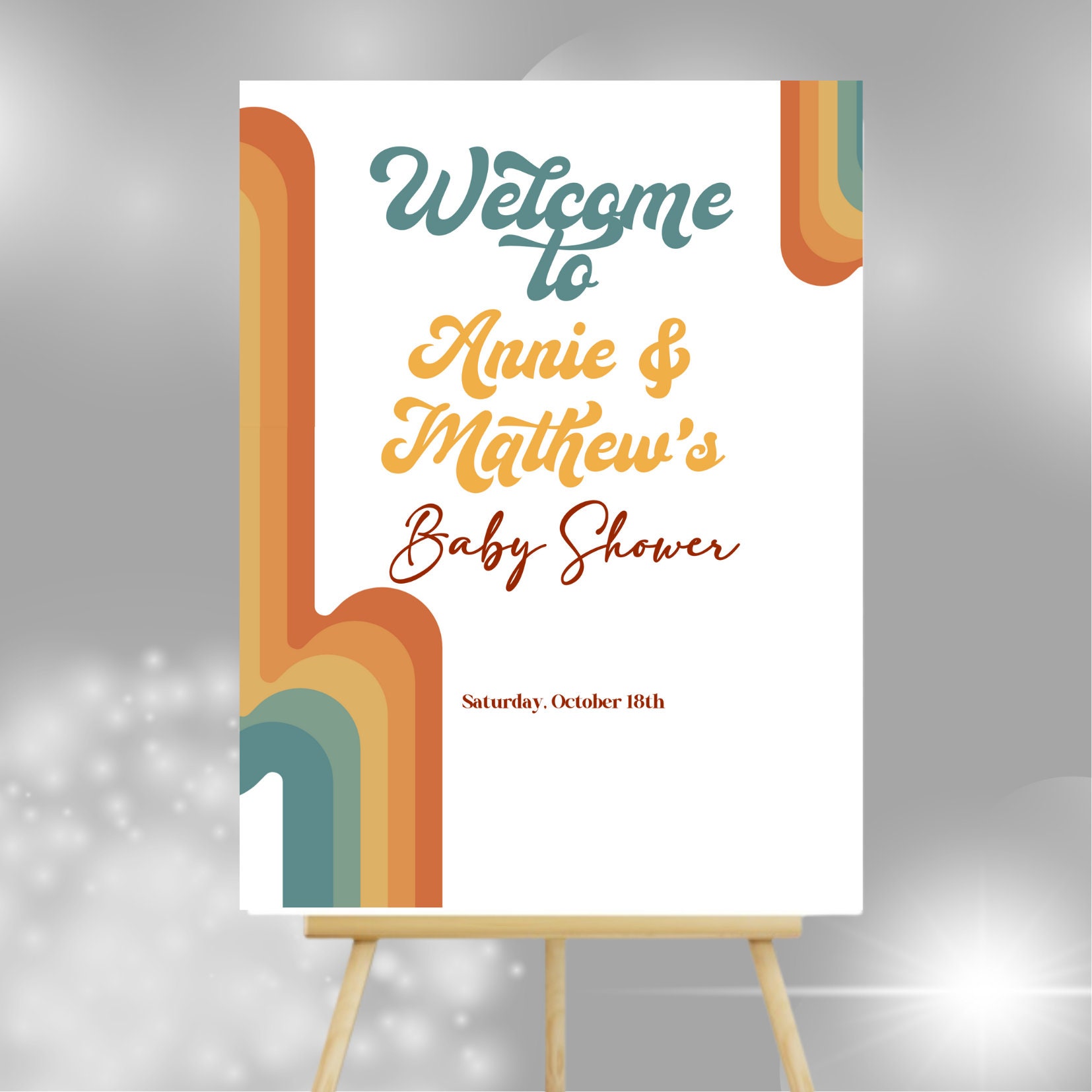 Editable and Printable Groovy Theme Baby Shower Welcome Sign - Etsy