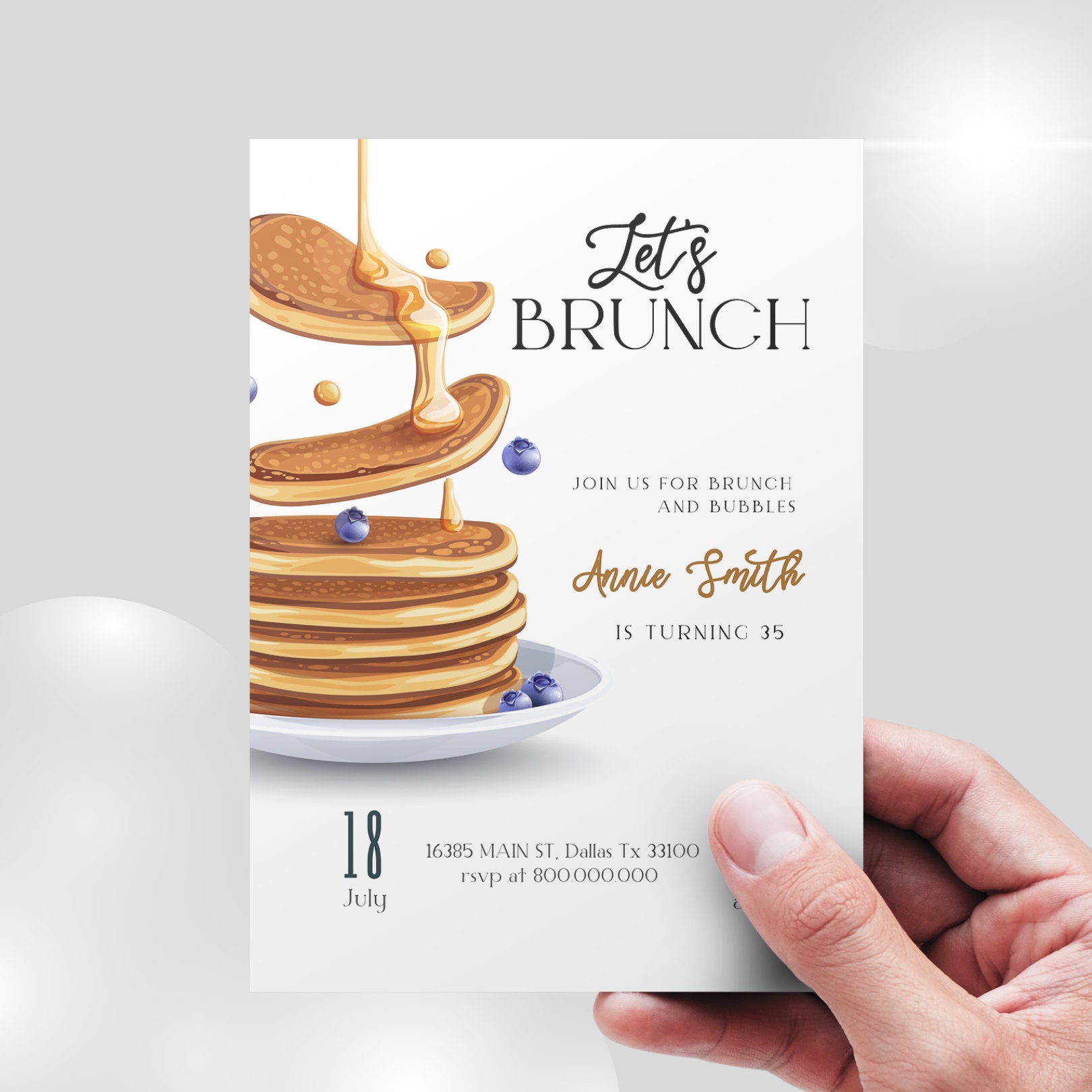 Editable and Printable Minimalist Pancakes Brunch Digital - Etsy